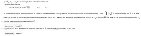 Solved Let X_1, X_2, ..., X_n be a random sample of size n | Chegg.com