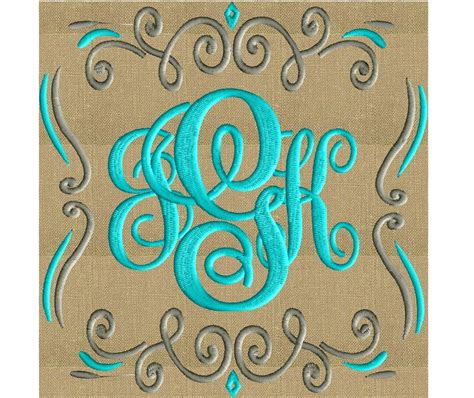 Square Scroll Font Frame Monogram Design Font Not Included EMBROIDERY DESIGN FILE Instant