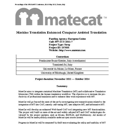 Matecat Machine Translation Enhanced Computer Assisted Translation Acl Anthology