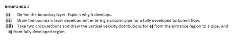 Solved Homework 3 I Define The Boundary Layer Explain Why