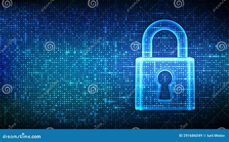 Lock Cyber Security Padlock With Keyhole Icon Made With Binary Code