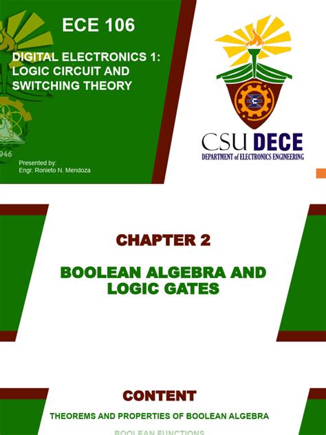 002 Boolean Algebra And Logic Gates Lecture Pdf Boolean Algebra