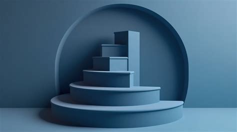 최소한의 3d 렌더링을 갖춘 기하학적 미니멀리즘 클래식 블루 연단 배경 Png  무료 다운로드 Pikbest