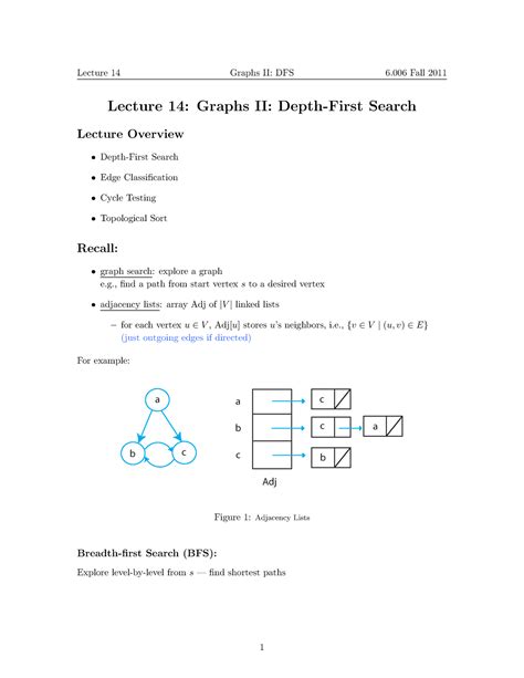Dfs - dfs - Lecture 14: Graphs II: Depth-First Search Lecture Overview Depth-First Search Edge ...