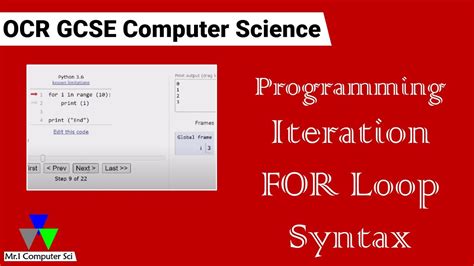 iteration for loop syntax gcse computer science youtube