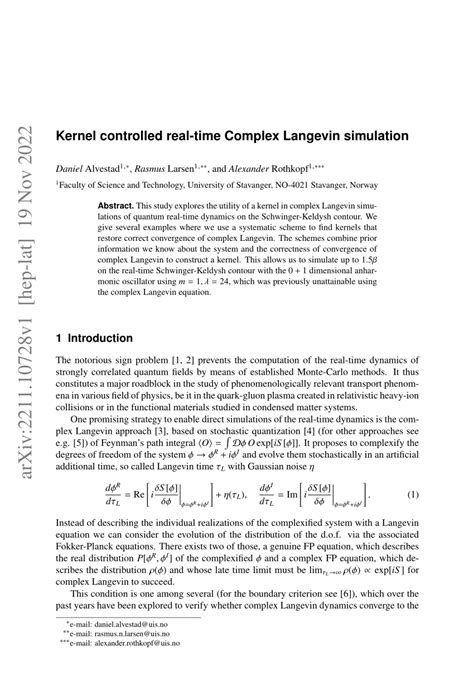Pdf Kernel Controlled Real Time Complex Langevin Simulation