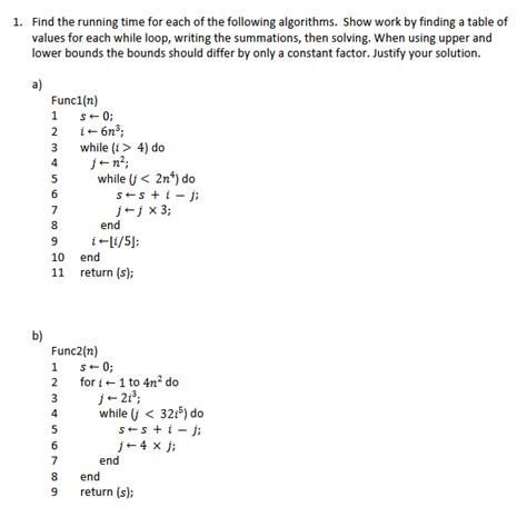 Solved Find The Running Time For Each Of The Following Chegg