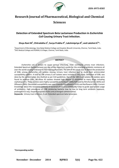 Pdf Detection Of Extended Spectrum Beta Lactamase Production In
