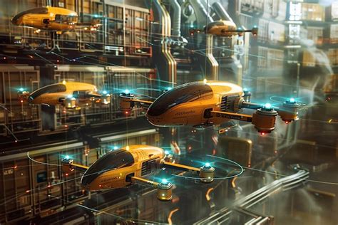 Premium Photo Depicting Multiple Drones Coordinating Parcel Drops