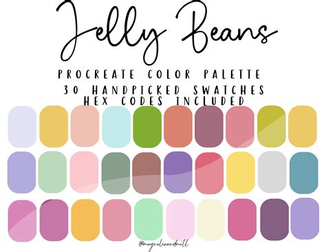 Jelly Beans Procreate Color Palette Spring Color Palette Pastel