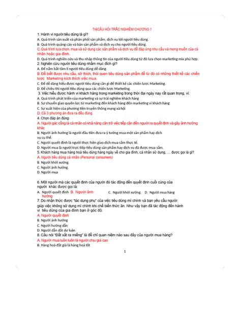 Bo Cau Hoi Trac Nghiem Hanh Vi Tieu Dung Dai Hoc Van Lang 77431 | PDF