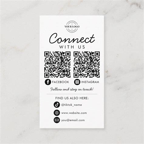 Connect With Us Social Media QR Code Company Logo Enclosure Card Zazzle Company Business