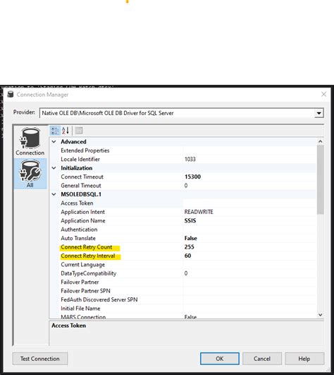 Ssis Msoledbsql Connectretrycount Connectretryinterval Microsoft Qanda