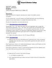 MATH309 Week6 Homework Assignment 2 Docx MATH309 Statistics Week 6