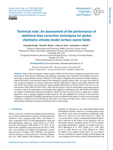 Pdf Technical Note An Assessment Of The Performance Of Statistical