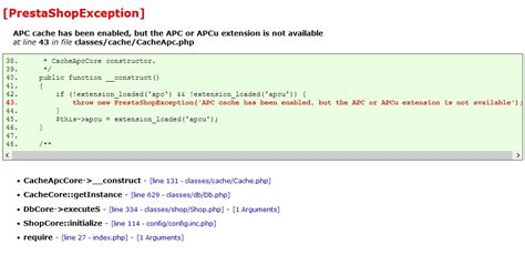 Prestashop Cache APC Error Soluzione Completa