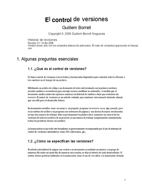 El Control De Versiones Pdf Control De Versiones Entorno De Desarrollo Integrado