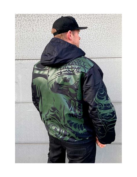 Street Art Winter Jacket Blackngreen By Bsat