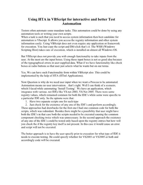 Using Hta In Vbscript For Interactive And Better Test Automation Docslib
