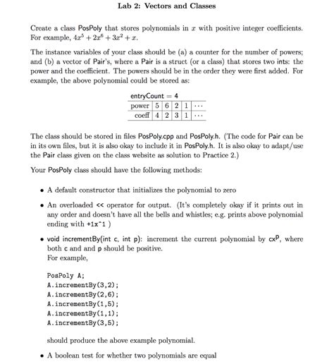 Solved Lab 2 Vectors And Classes Create A Class Pospoly