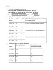 Unit Lesson Lab IP Addressing And Subnetting Worksheet Docx PART I Fill In The