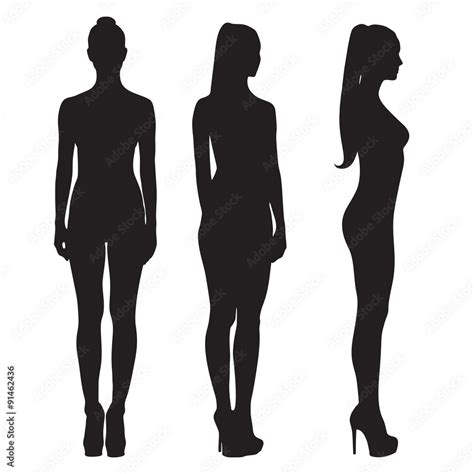 Silhouettes Of Naked Girls Full Length Stock Illustration Adobe Stock