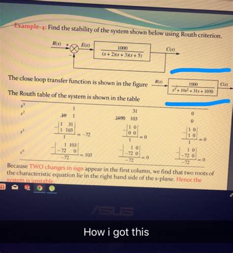 Solved Example 4 Find The Stability Of The System Shown Chegg Com