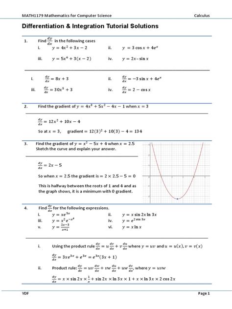 Math1179 Calculus Differentiation And Integration Book Solution Pdf Integral Calculus