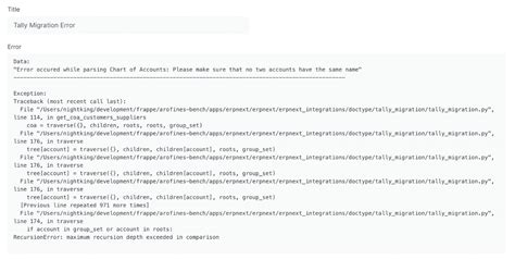 Banking Error While Tally Migration Erpnext Frappe Forum