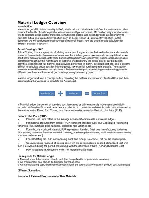 Sap Material Ledger Overview Pdf Valuation Finance Debits And Credits