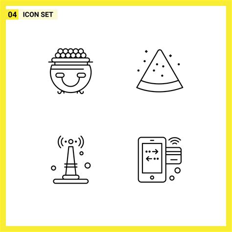 Set Of 4 Modern Ui Icons Symbols Signs For Fortune Iot Patricks Slice Things Editable Vector