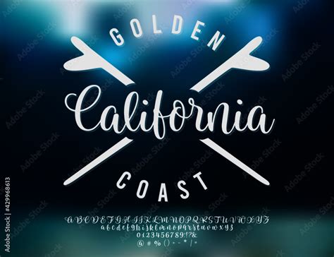 California Vintage Brush Script Handmade Font Retro Typeface Vector