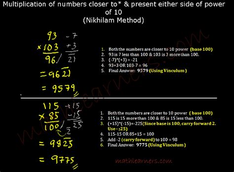1 Nikhilam Sutra Shortcut Method To Multiply Numbers Mathlearners