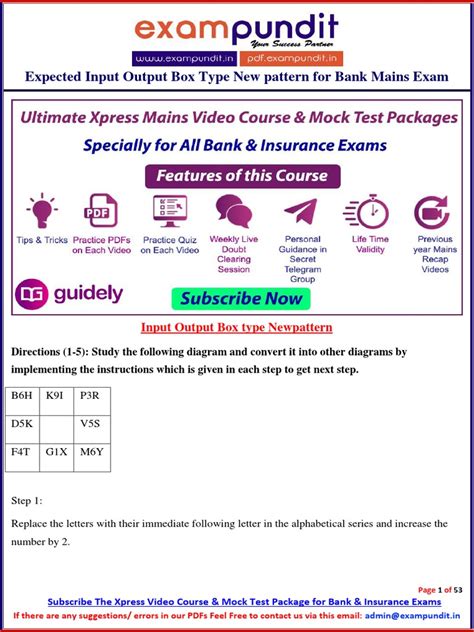 Expected Input Output Box Type New Pattern For Bank Mains Exam Download Free Pdf Numbers