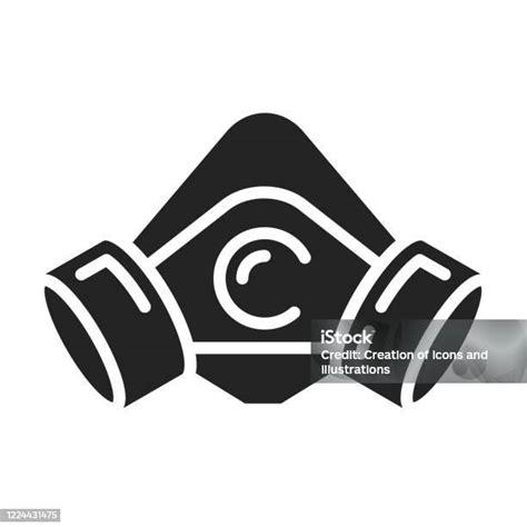 호흡보호구 검은 색 문말 아이콘입니다 방독면 병원 이나 오염 얼굴 마스킹을 보호 합니다 웹 페이지 모바일 앱 프로모션용 픽토그램 0명에 대한 스톡 벡터 아트 및 기타 이미지