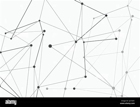Connected Abstract Pattern With Dots On Overlapping Lines Vector Technology Background Stock