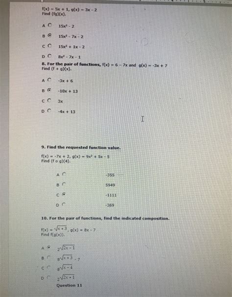 solved f x 5x 1 g x 3x 2 find fg x a c 15x 2 b