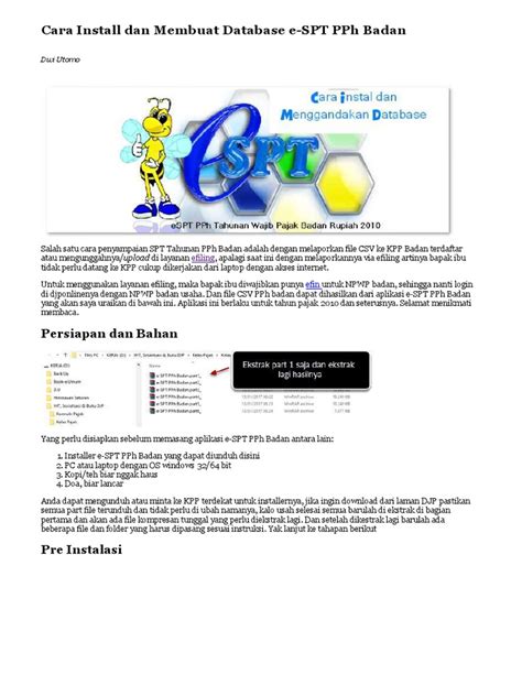 Cara Install Dan Membuat Database E Spt Pph Badan Pdf