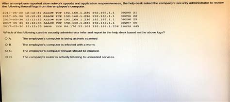 Solved After An Employee Reported Slow Network Speeds And