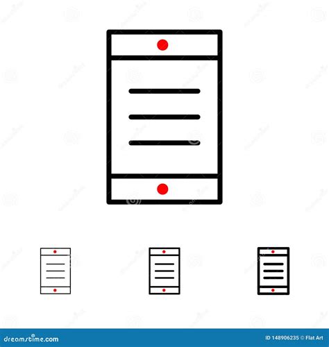 Mobile Cell Text Bold And Thin Black Line Icon Set Stock Vector Illustration Of Icon Mail