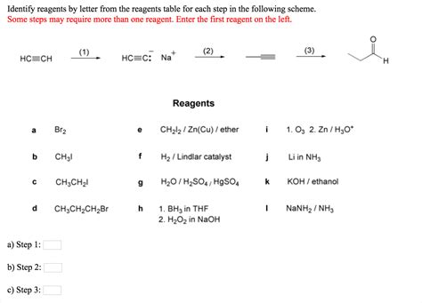 Solved Identify reagents by letter from the reagents table | Chegg.com