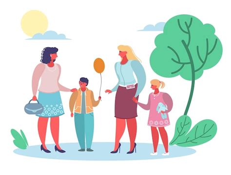 Premium Vector Moms Talking To Each Other Vector Flat Style Design