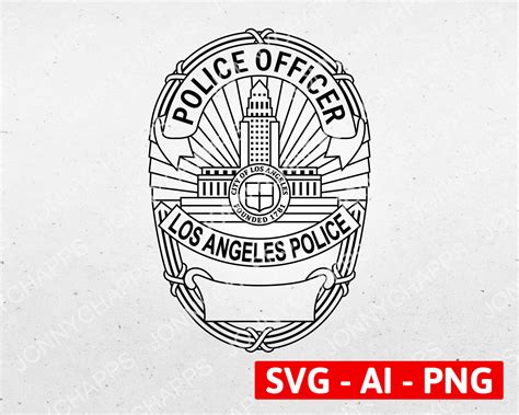 Lapd Police Officer Badge Simplified Los Angeles California Etsy