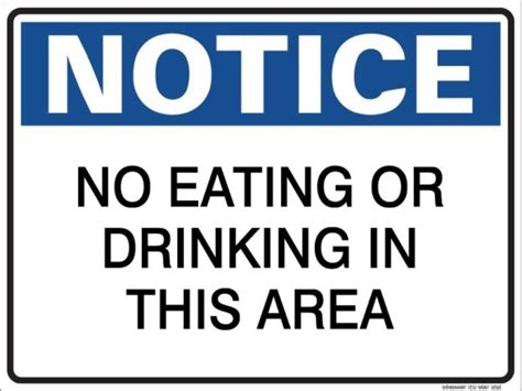 No Eating Or Drinking In This Area Safety Signs Australia By Signsmart