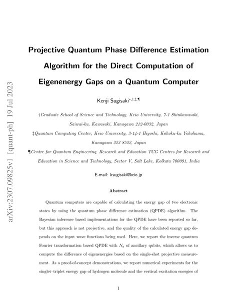 pdf projective quantum phase difference estimation algorithm for the