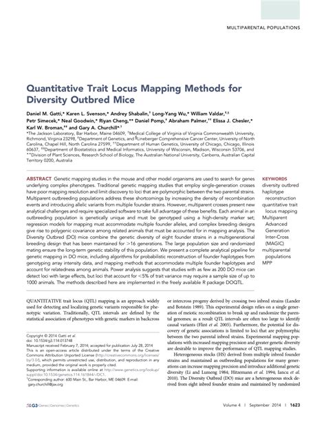 Pdf Quantitative Trait Locus Mapping Methods For Diversity Outbred Mice