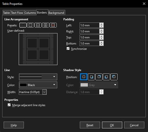 Write Direct Table Borders Ooo Development Tools Documentation