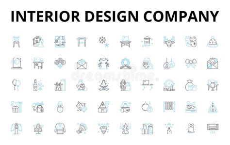 Interior Design Company Linear Icons Set Sophisticated Sleek Modern Chic Elegant
