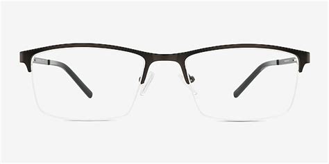 algorithm rectangle gunmetal semi rimless eyeglasses eyebuydirect