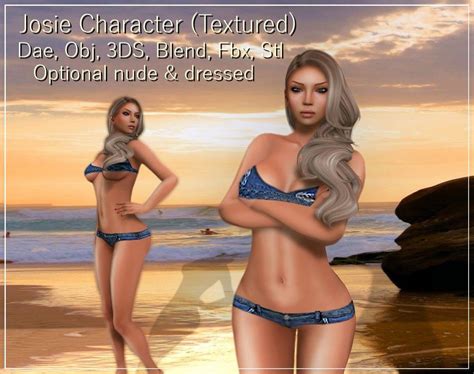 Josie Female Character Low Polygon D Model